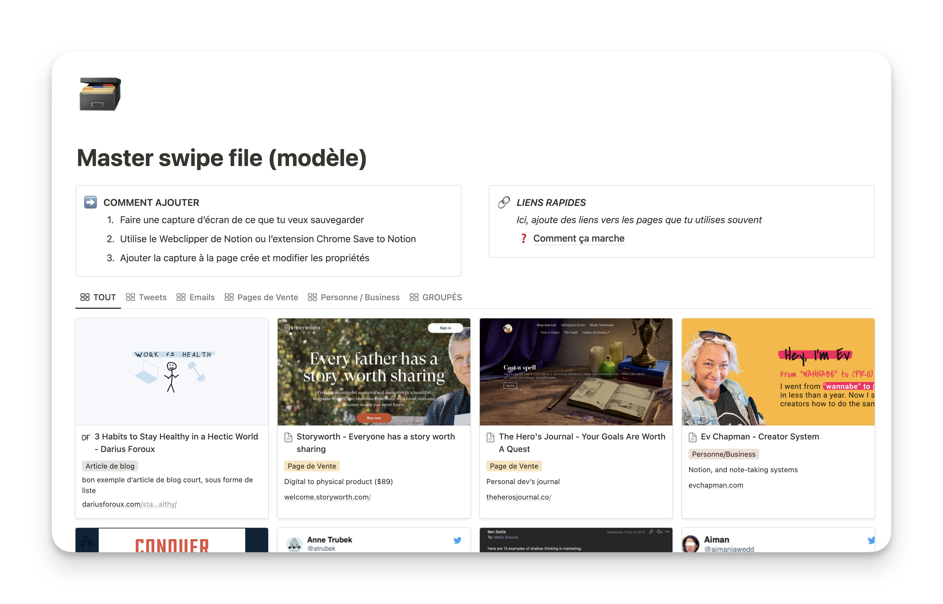 MASTER SWIPE FILE - Crée ta propre collection d’inspiration